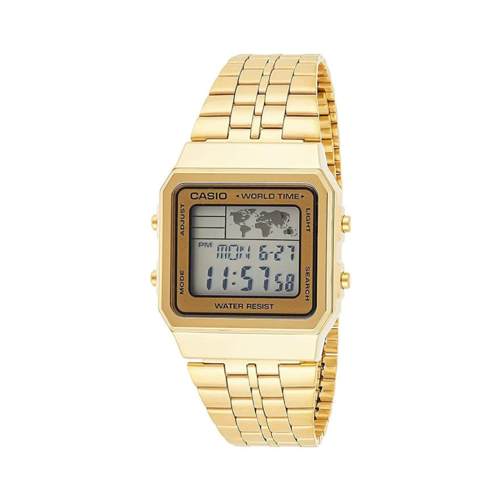 Casio Men's Black Dial Gold Tone Stainless Steel Band Alarm Chronograp ...