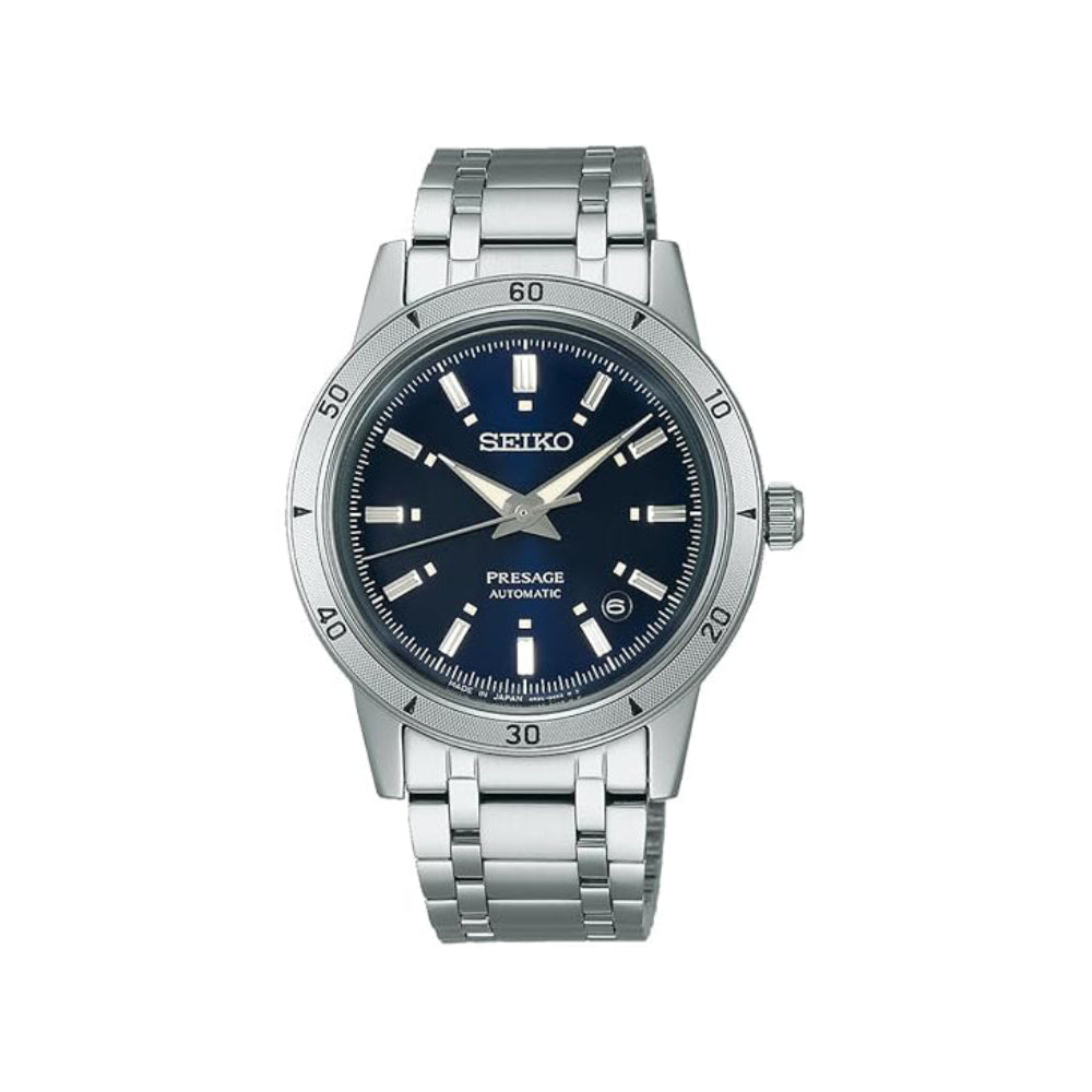Seiko Presage Men's Blue Dial Silver Stainless Steel Band Analog Autom ...