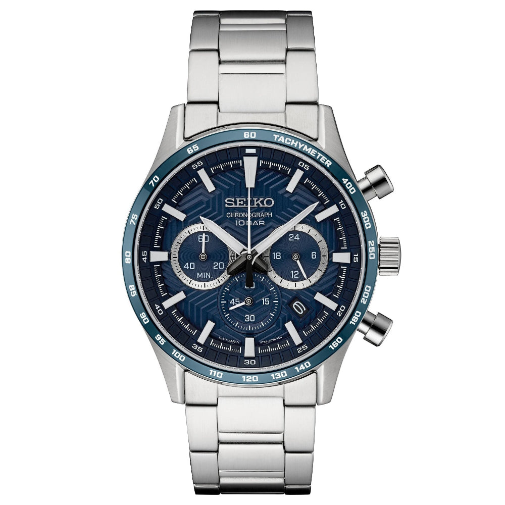 Seiko Essentials Collection Men's Blue Dial Silver Stainless Steel Str ...