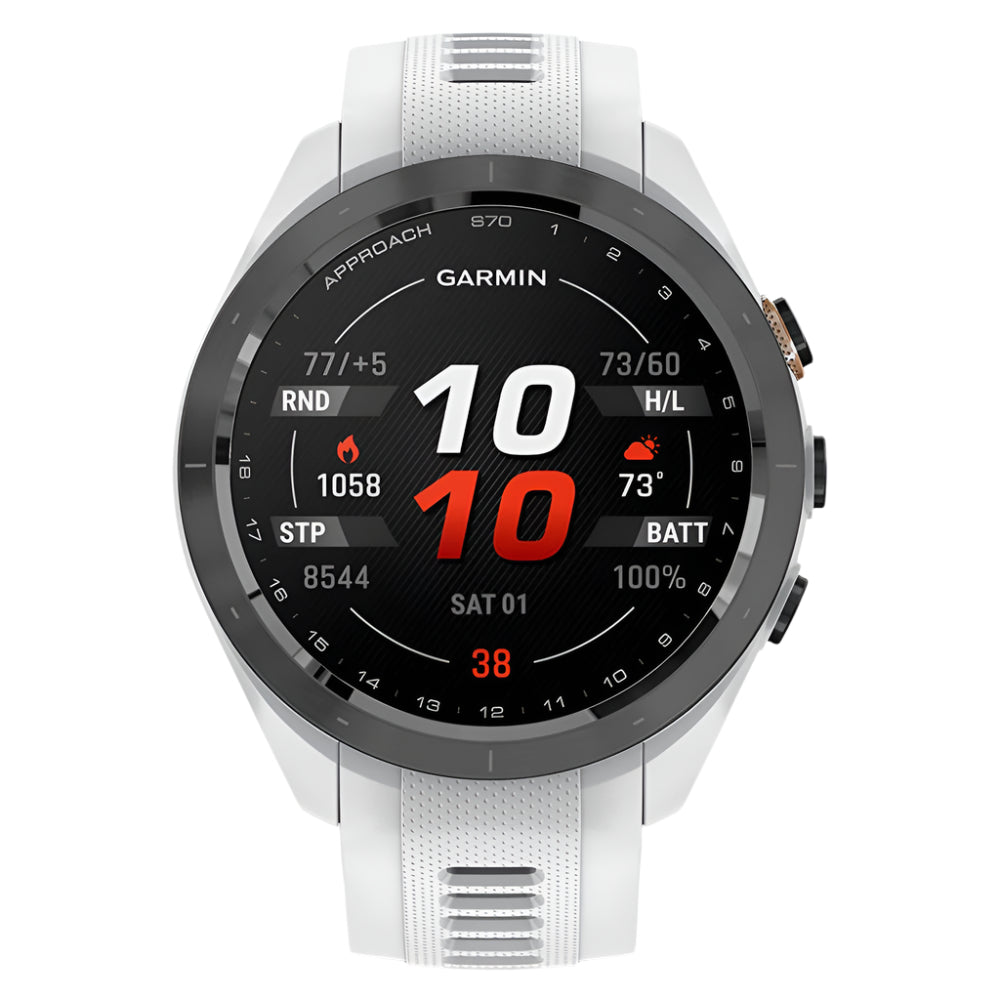 Garmin Approach S70 Black Ceramic Bezel with White Silicone Band 42mm ...
