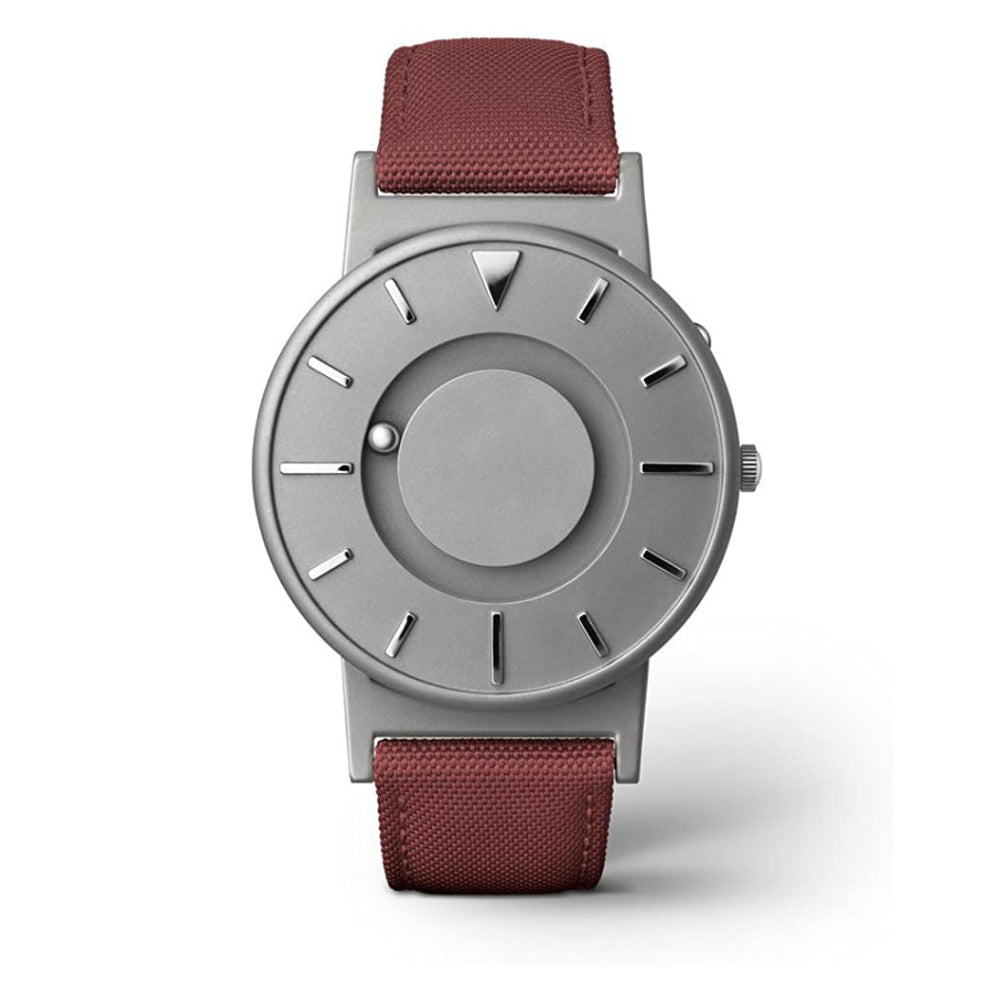 Eone Watch Bradley Titanium Canvas Crimson Strap Quartz Watch, Red/Sil ...