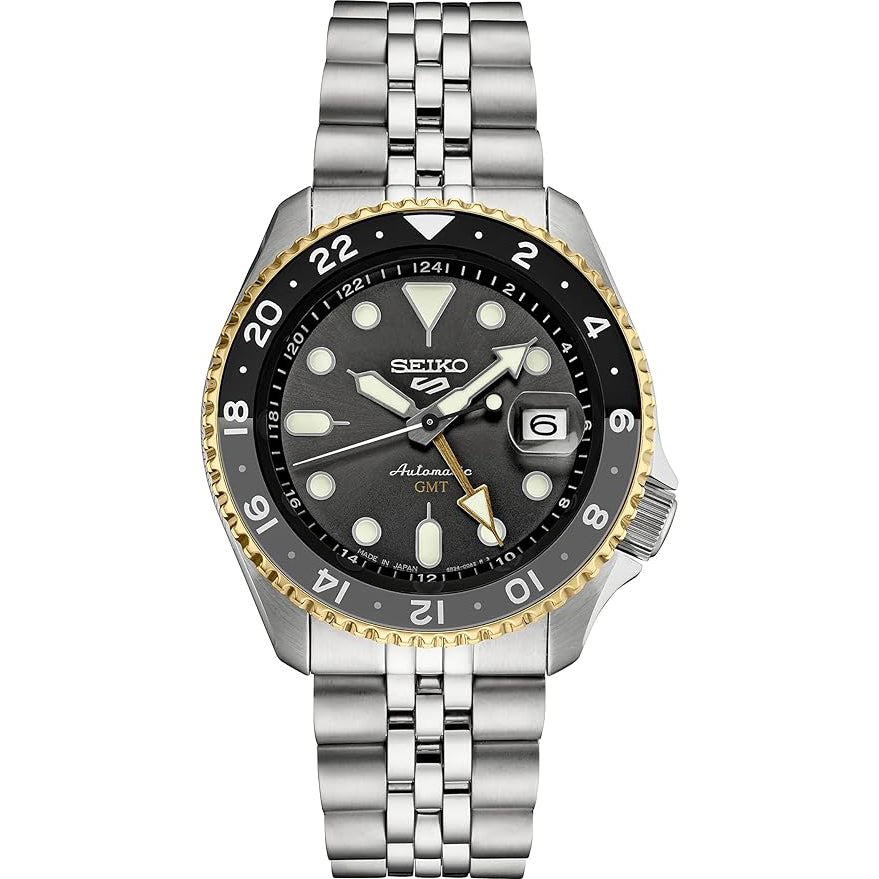 Seiko Men's Black Dial Gray Stainless Steel Band Mechanical Watch - SS ...