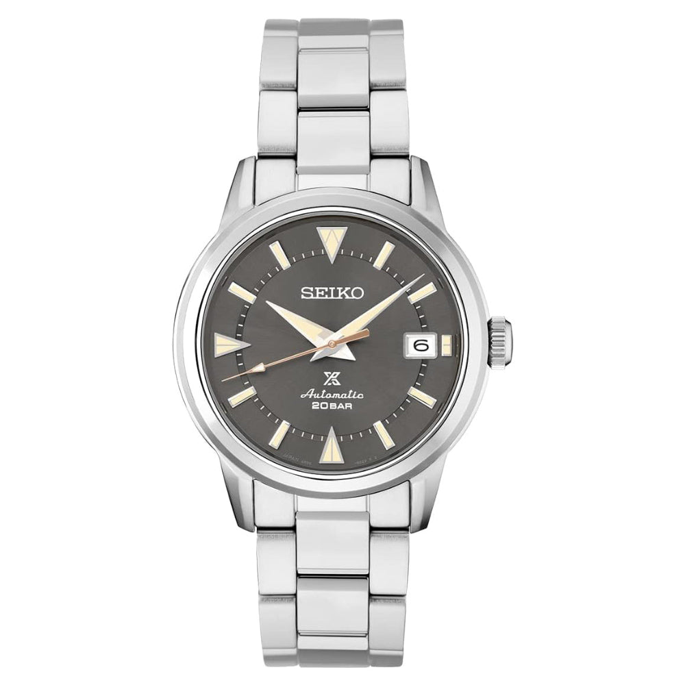 Seiko Prospex Men's Gray Dial Silver Stainless Steel Band Analog Autom ...