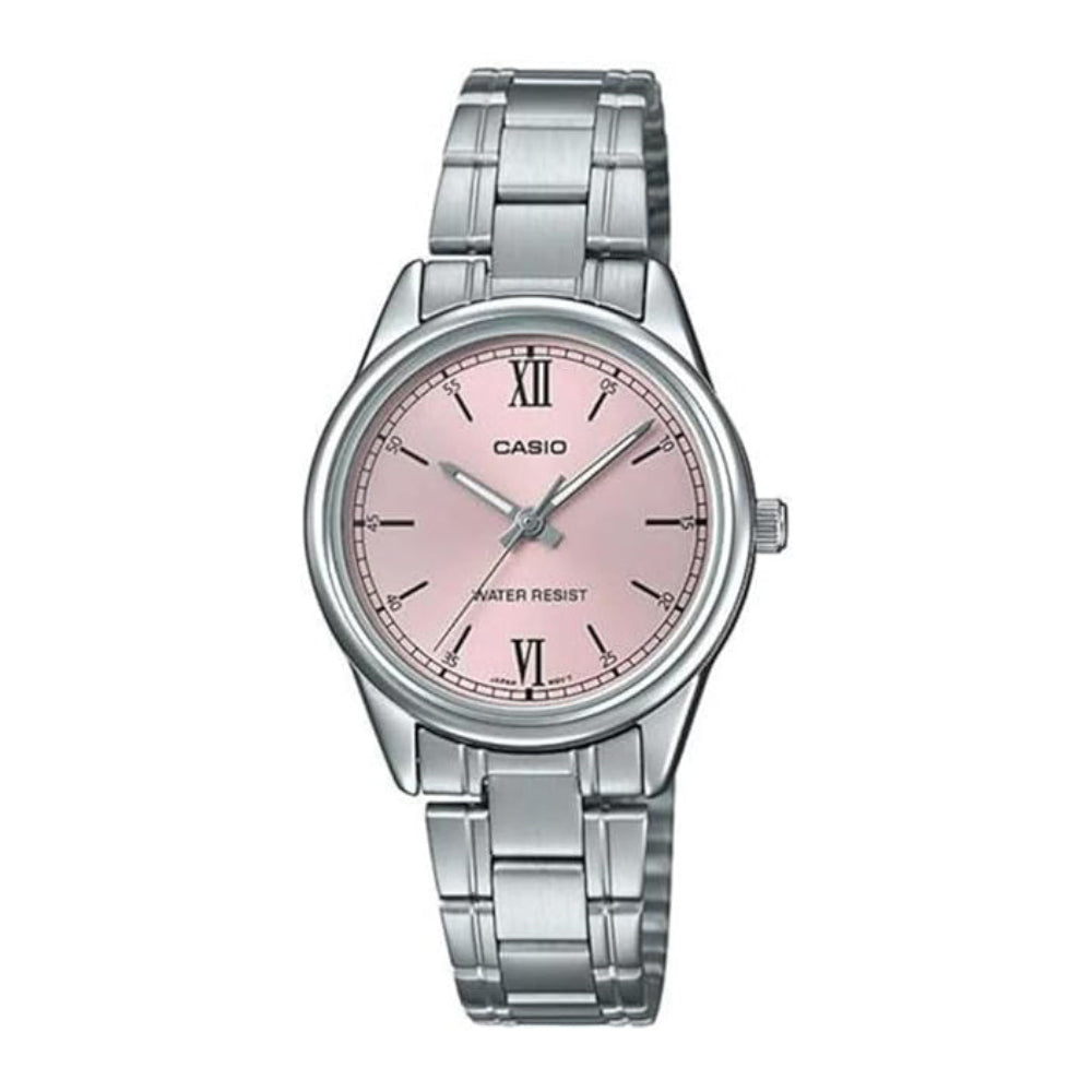 Casio Women's Pink Dial Silver Stainless Steel Band Analog Japanese Qu ...