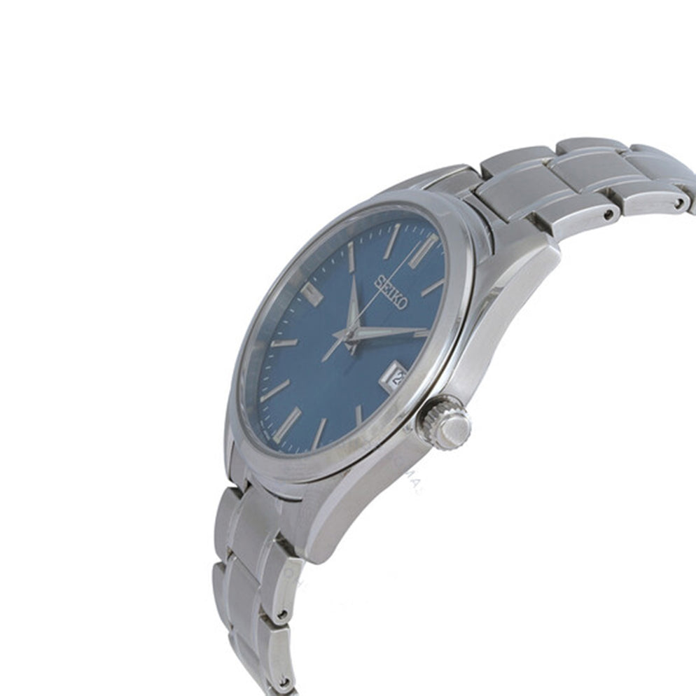 SEIKO Men's Blue Dial Silver Stainless Steel Band Japanese Quartz Watc ...