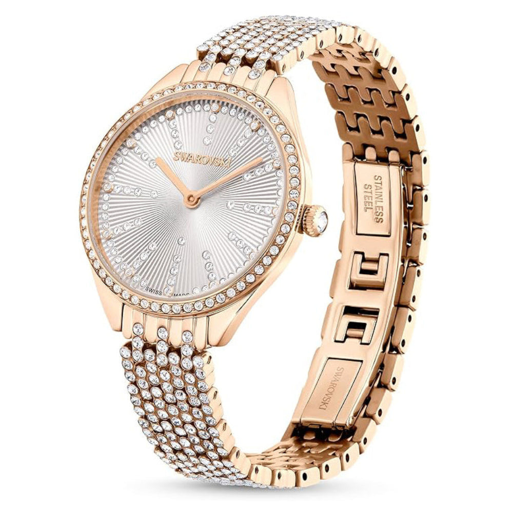 Swarovski Women's White Dial Gold Metal Band Analog Swiss Quartz Watch ...