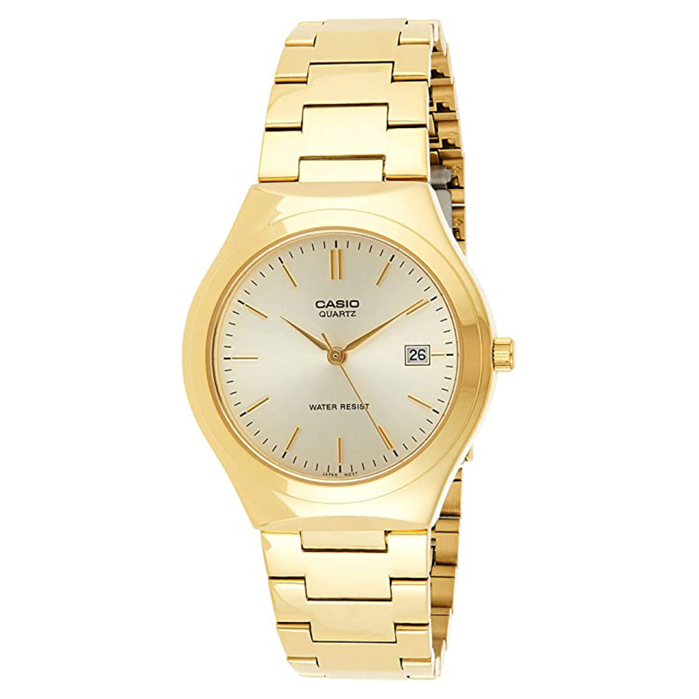 Casio Men's Gold Dial Stainless Steel Band Japanese Quartz Watch - MTP ...